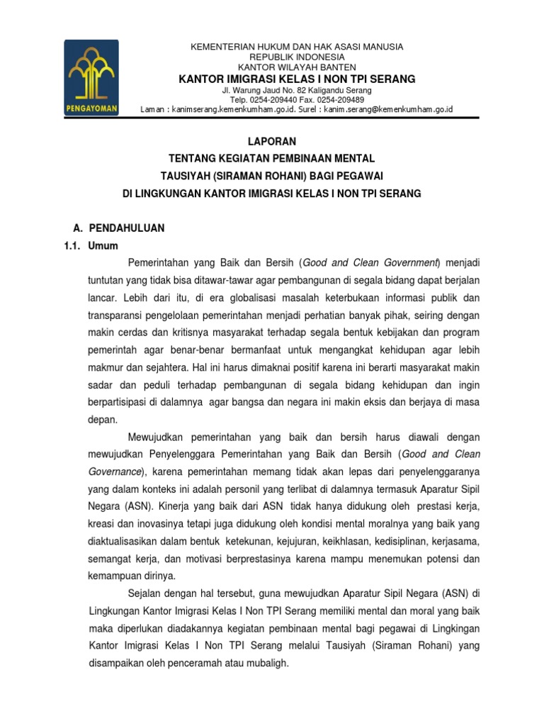 Laporan Kegiatan Pembinaan Mental Pegawai B06 | PDF | Bisnis