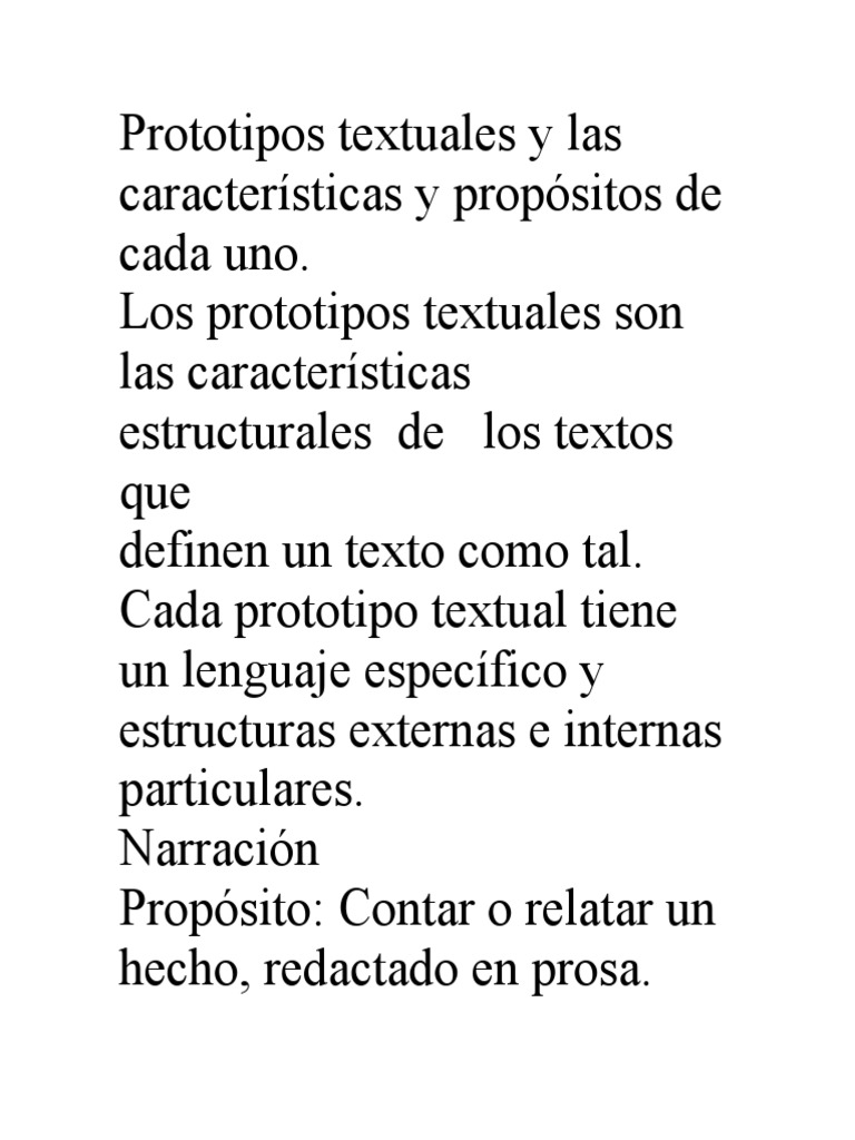 Prototipos Textuales y Las Características y Propósitos de Cada Uno ...