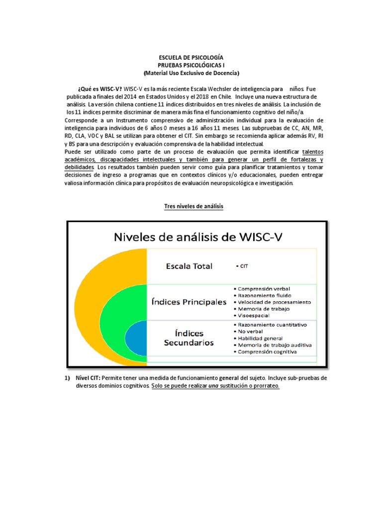 Material Exclusivo de Docencia Wisc - V | PDF | Memoria | Memoria de trabajo