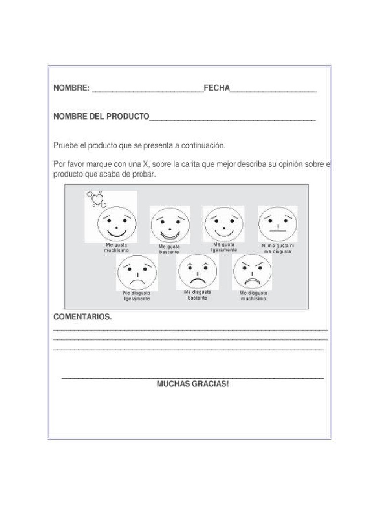 Fichas Prueba Hedonica | PDF