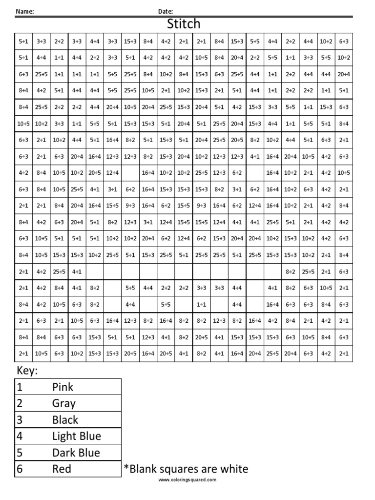 2 Stitch Lilo and Stitch Division Disney Math Worksheets | PDF