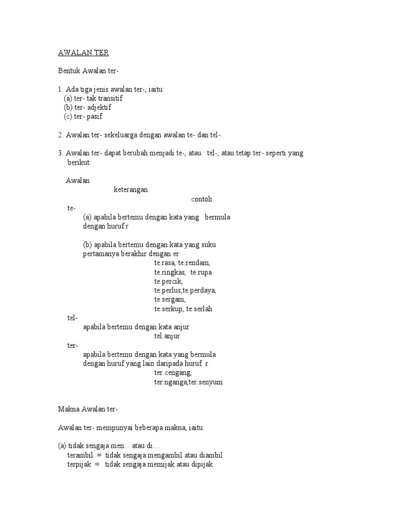 Awalan Ter | PDF | Seni & Disiplin Bahasa