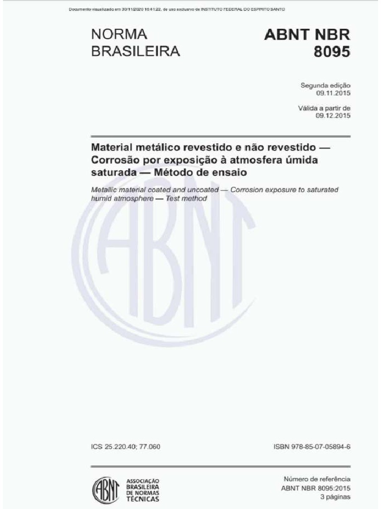 ABNT NBR 8095-2015 - Atmosfera Umida Saturada | PDF