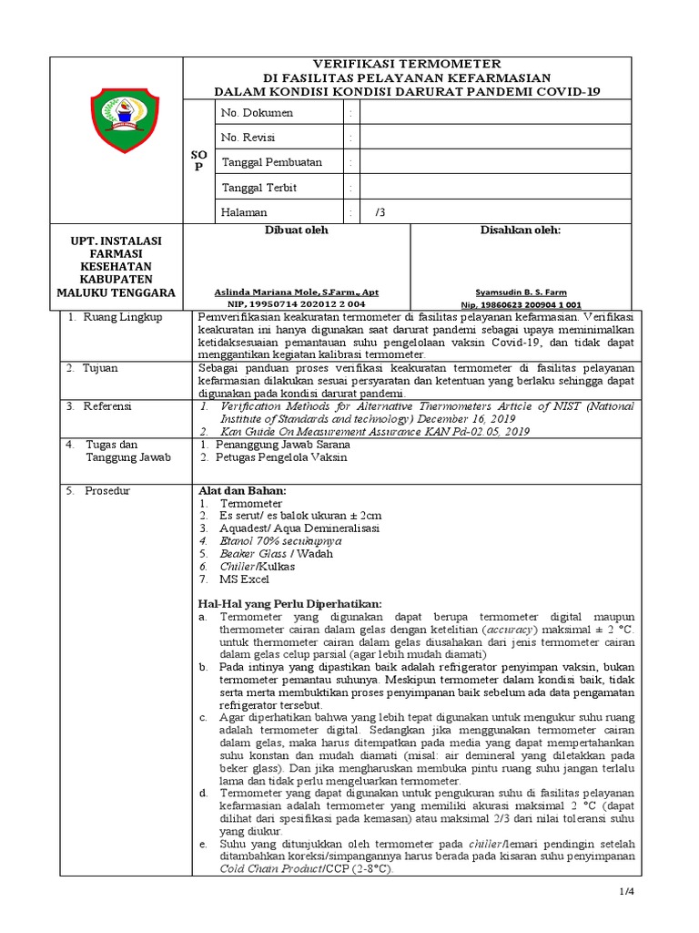 Verifikasi Termometer Farmasi COVID-19 | PDF | Teknologi & Rekayasa