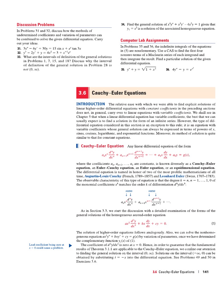 Cauchy Euler Equation | PDF