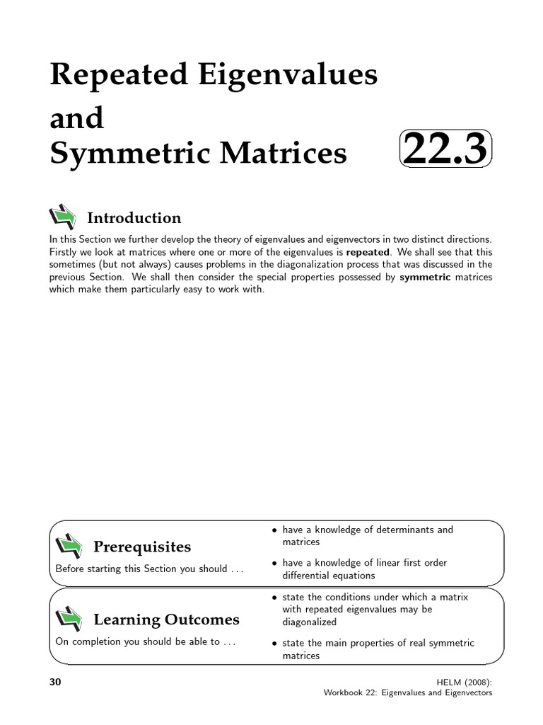 Repeated Eigenvalues | PDF | Eigenvalues And Eigenvectors | Matrix (Mathematics)