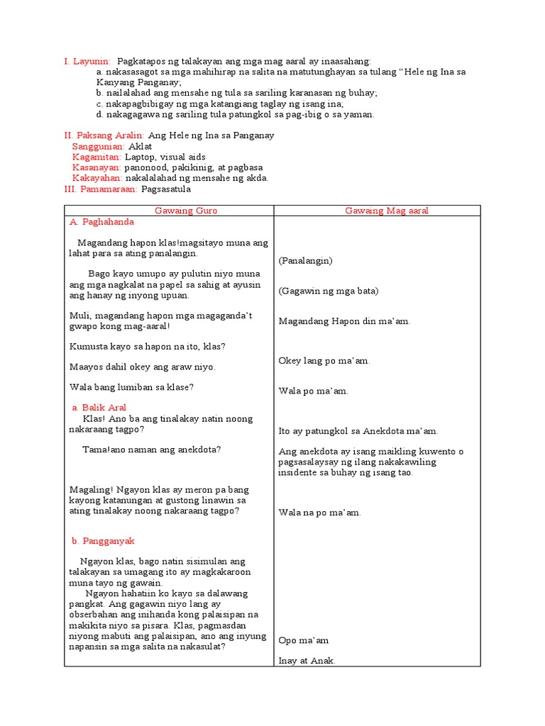 Hele NG Ina Sa Kanyang Panganay | PDF