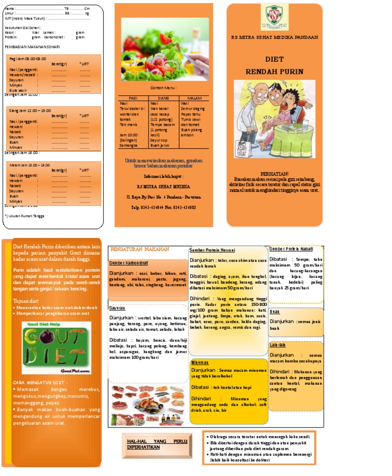 Rendah Purin Leaflet | PDF | Memasak, Makanan, & Anggur