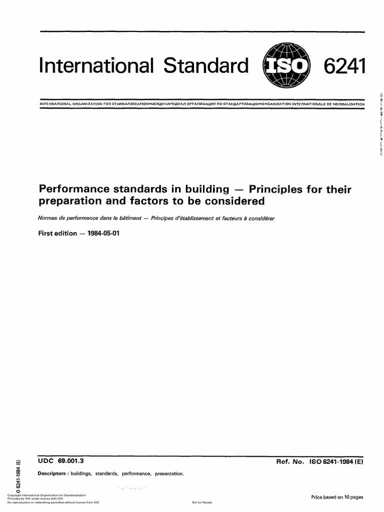 ISO-6241 - PERFORMANCE STANDARDS IN BUILDING | PDF | International ...