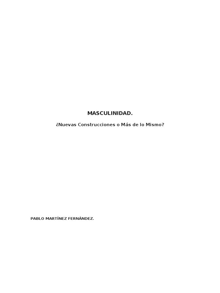 Masculinidad | PDF | Género | Estudios de género