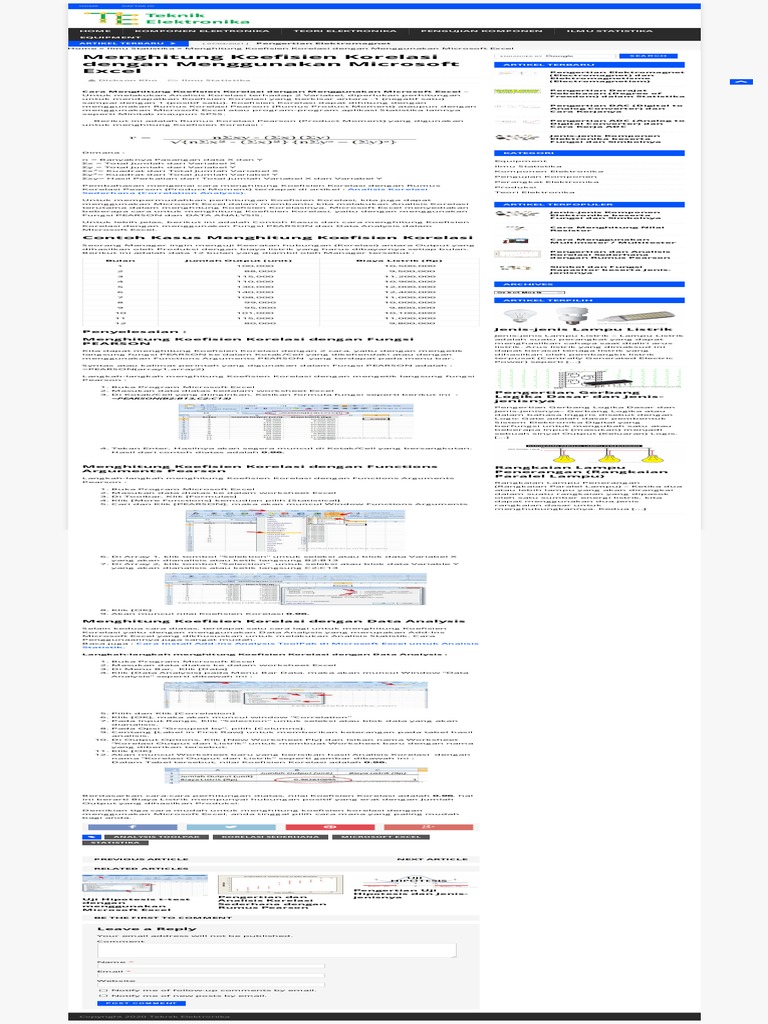Menghitung Koefisien Korelasi Dengan Excel | PDF