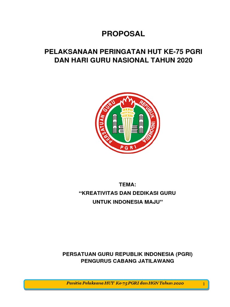 Proposal Hut Ke 75 Pgri Dan HGN Tahun 2020 | PDF