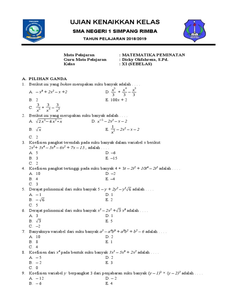 MTK Minat Kelas XI | PDF