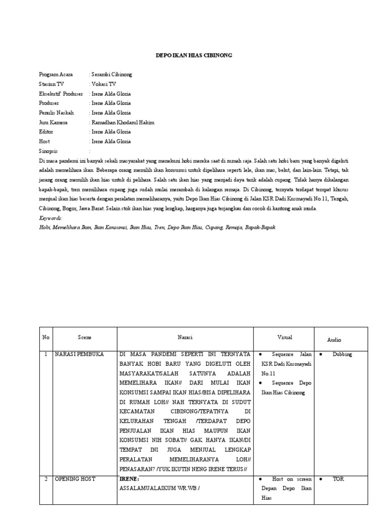 Naskah Feature TPME - Irene | PDF