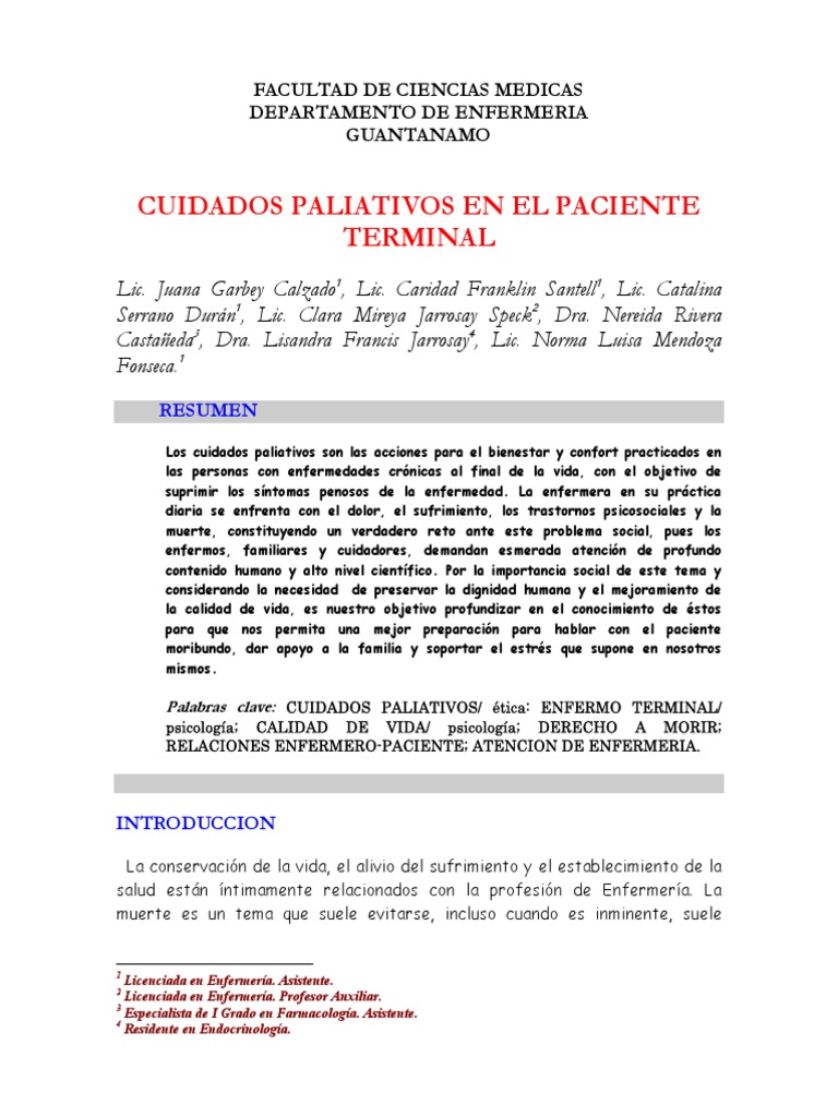 Cuid Paliativos Pdf Cuidados Paliativos Enfermería