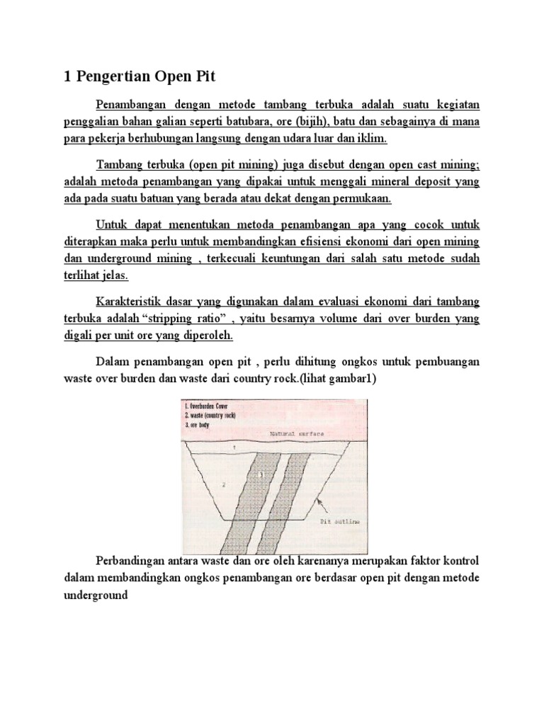 Metode Penambangan Open Pit Terbuka | PDF