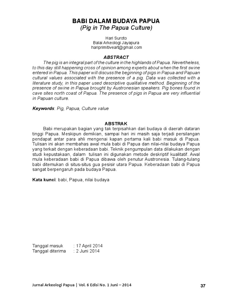 Babi Dalam Budaya Papua | PDF