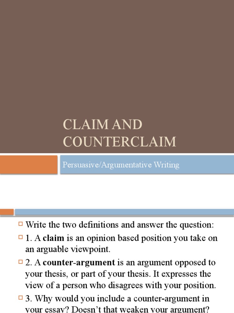 Claim and Counterclaim Bellwork | PDF | Argument | Essays