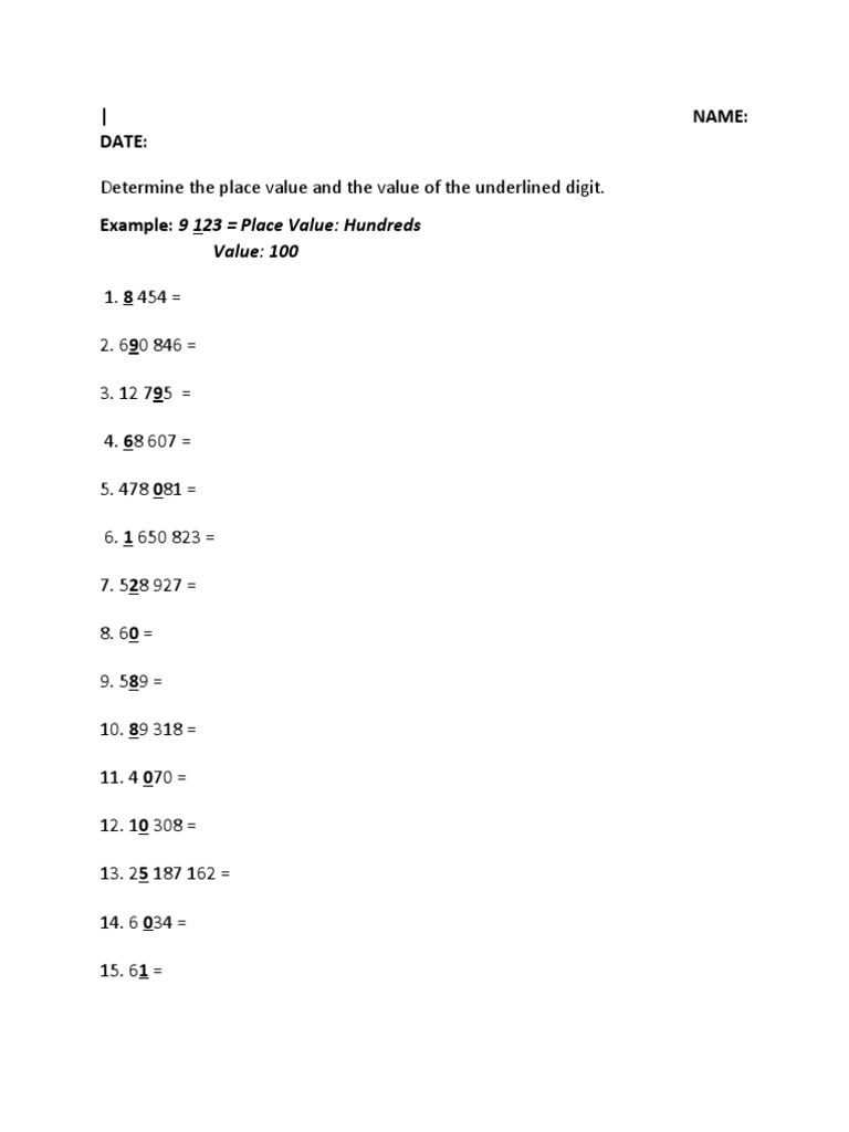 For Nicole - Identifying Place Value Grade 4 | PDF