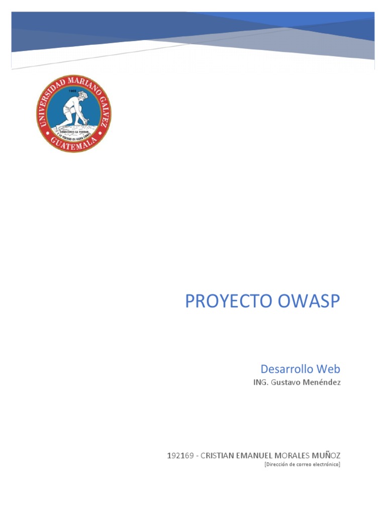 Tarea 2 Proyecto OWASP | Descargar gratis PDF | Vulnerabilidad (informática) | Software de la ...