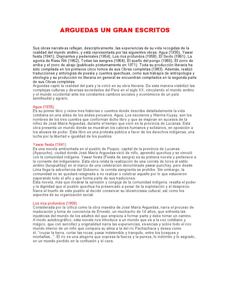 Legado Literario de José María Arguedas | PDF