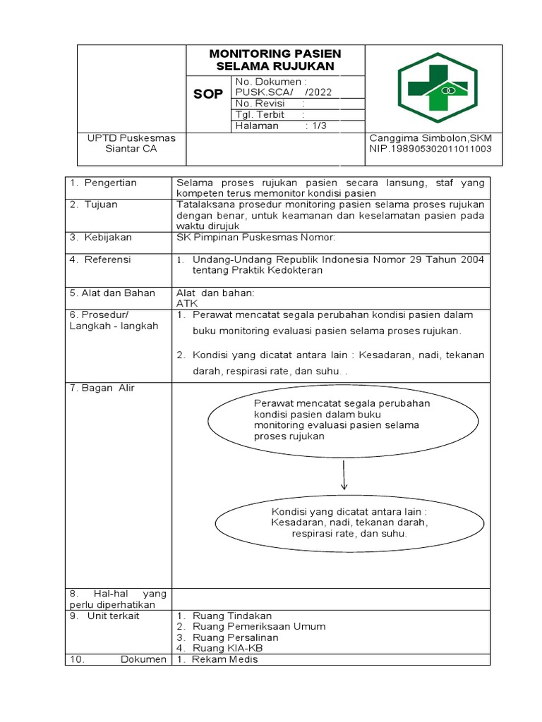 Sop Monitoring Pasien Selama Rujukan | PDF | Pengembangan Diri