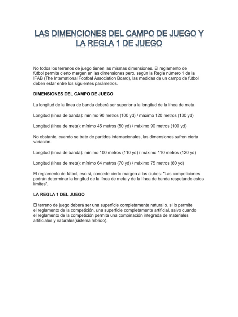 Dimensiones del Campo de Fútbol | PDF