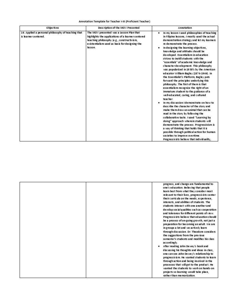 Annotation Template For Teacher I-III (Proficient Teacher) | PDF ...