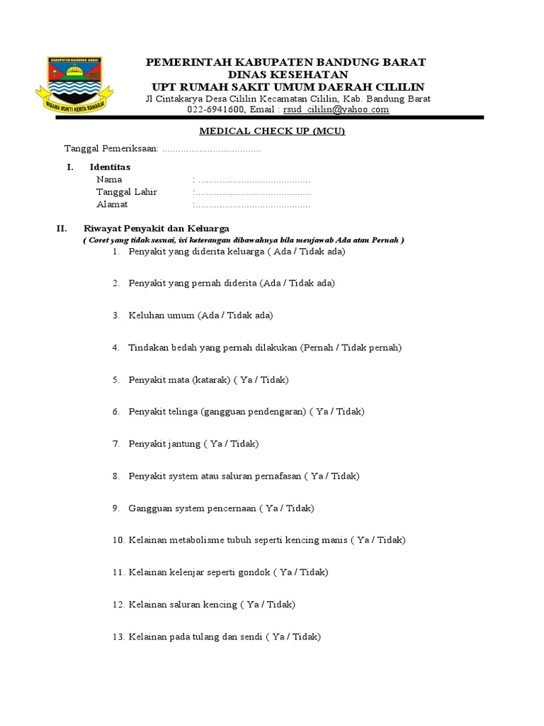 Medical Check Up RSUD Cililin Bandung | PDF | Kesehatan Holistik