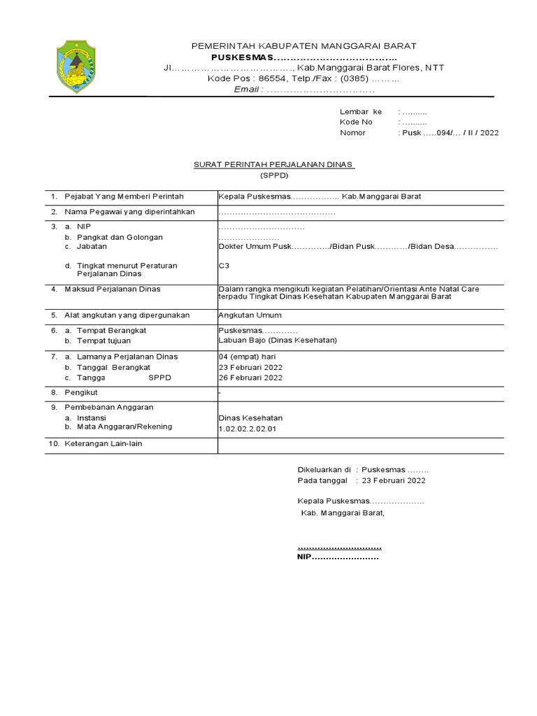 Contoh SPPD 2022 Anc | PDF