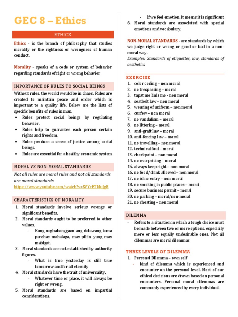 GEC 8 - Ethics | PDF | Morality | Reason