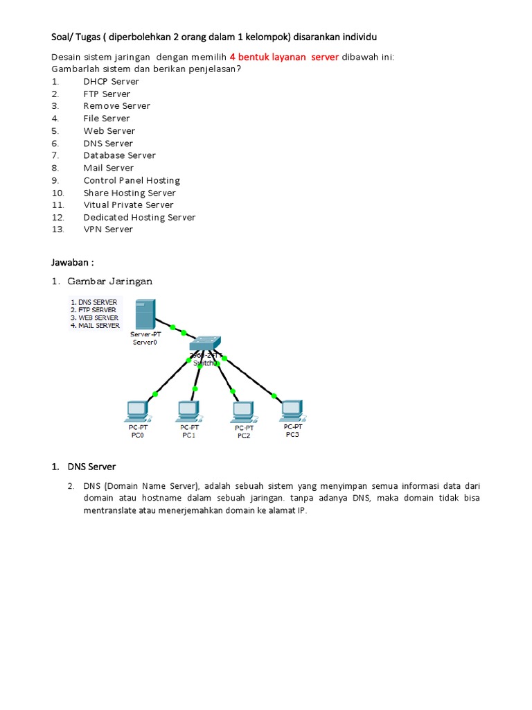 Tugas Konfigurasi Cisco Tracer Mobile 4 Layanan Server | PDF