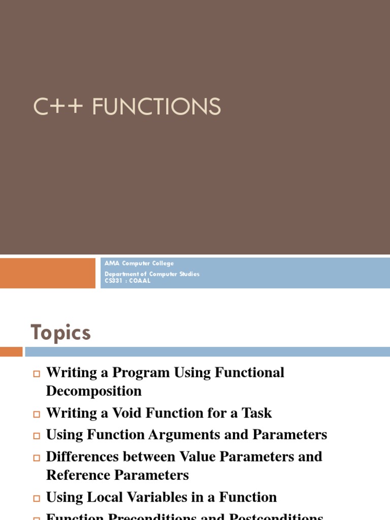 C Functions Pdf Parameter Computer Programming Subroutine 2933