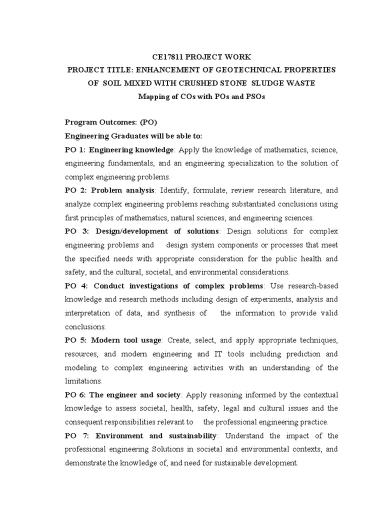 CO-PO Mapping for Geotechnical Project | PDF | Engineering | Design