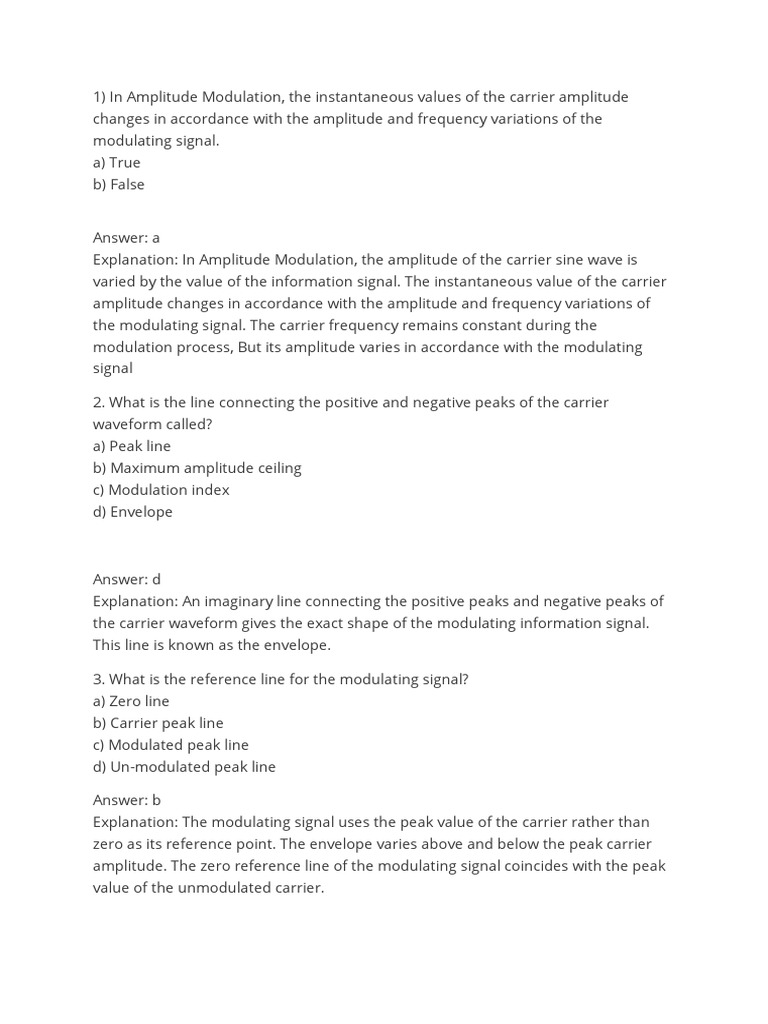 MCQ 1 | PDF | Frequency Modulation | Detector (Radio)