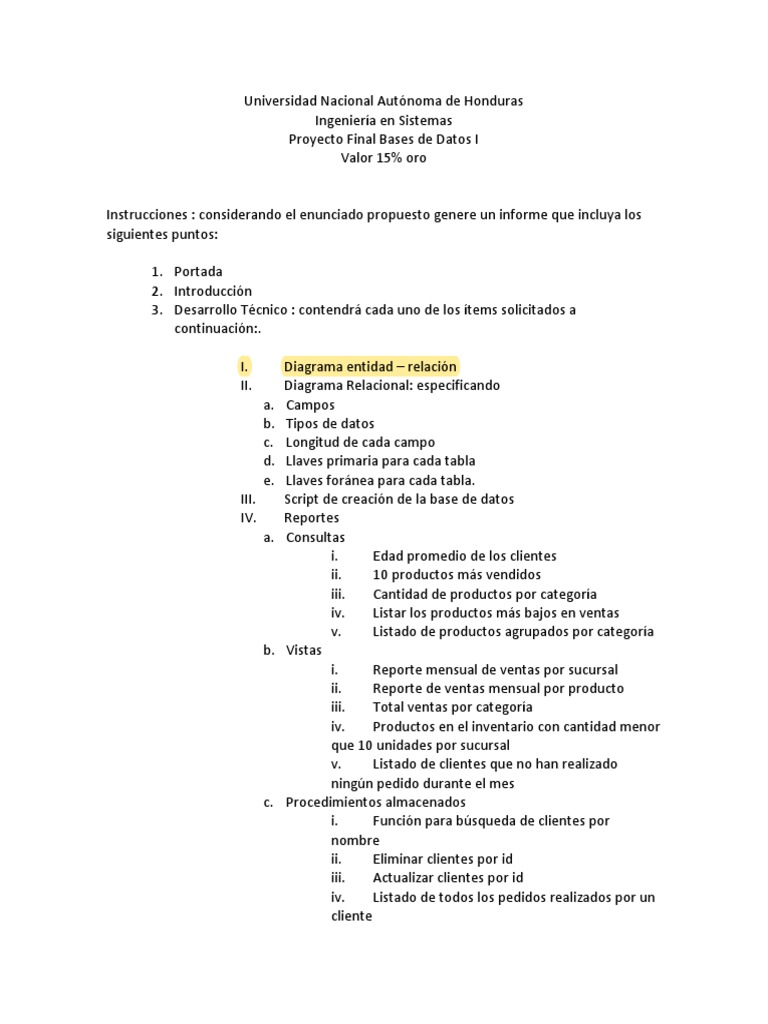 Proyecto Final Bases de Datos I | PDF | Bases de datos | SQL