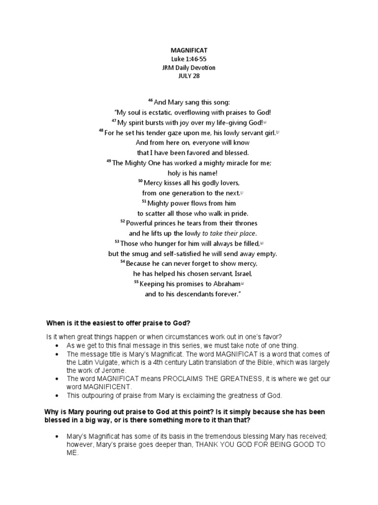 MAGNIFICAT | PDF | Mary, Mother Of Jesus | Mercy