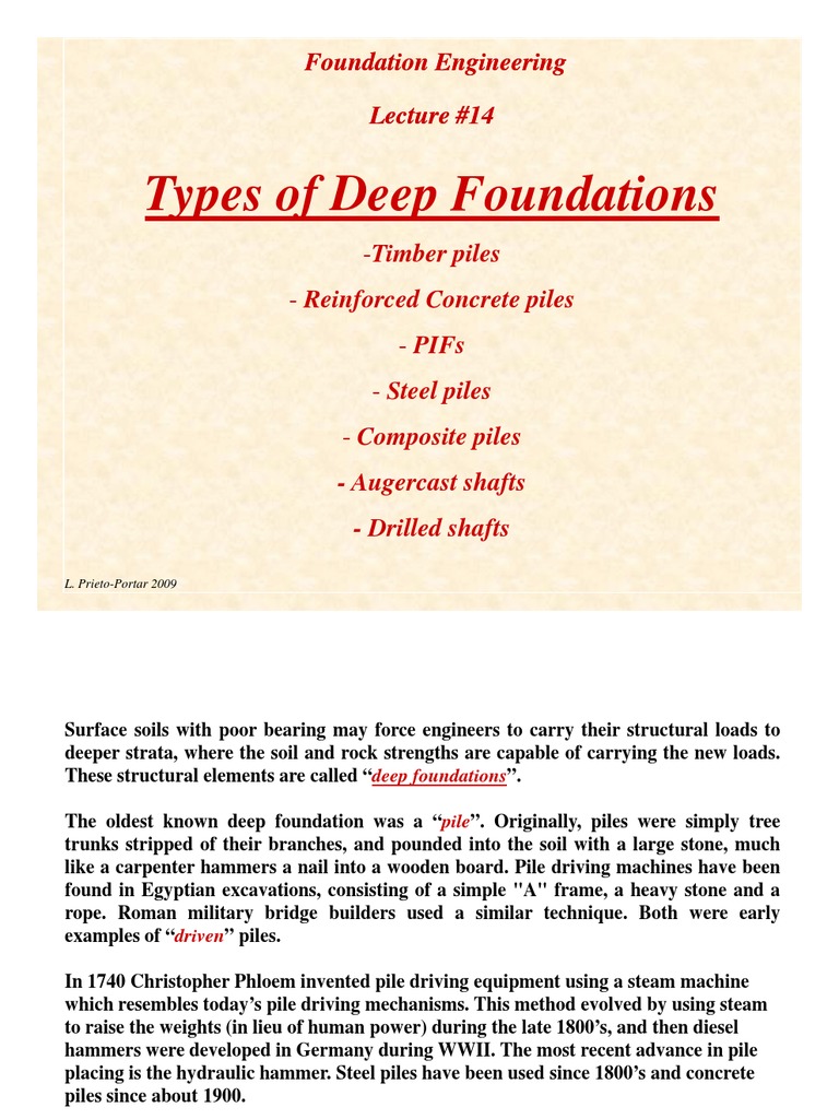 Types of Deep Foundations | PDF | Deep Foundation | Foundation ...