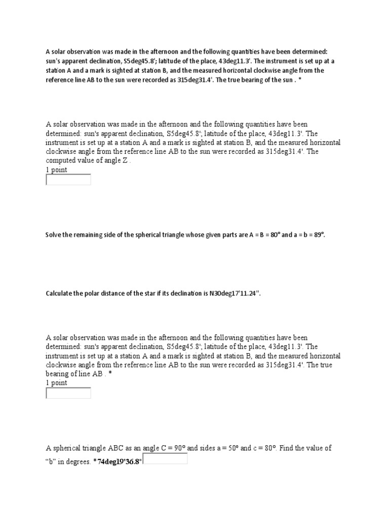 Astronomical Calculations Guide | PDF | Angle | Latitude
