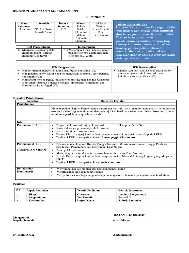 Contoh RPP 1 Lembar Bentuk Lain | PDF | Bisnis | Seni