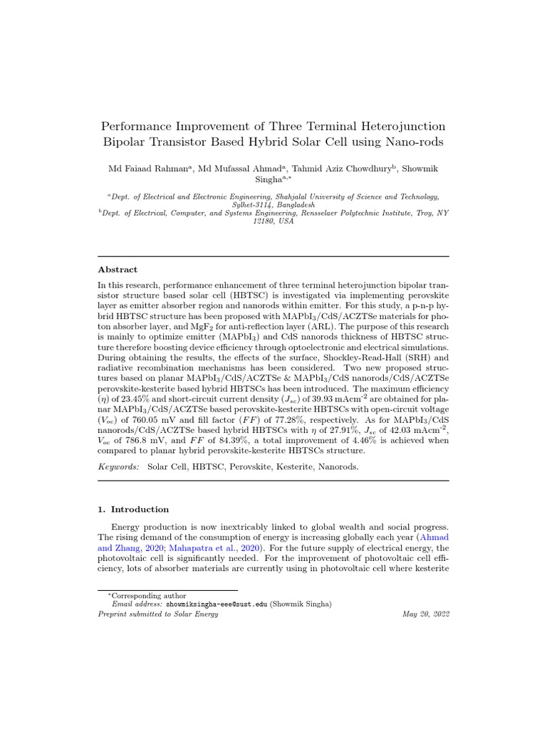 Elsevier Solar Energy | Download Free PDF | Solar Cell | Photovoltaics