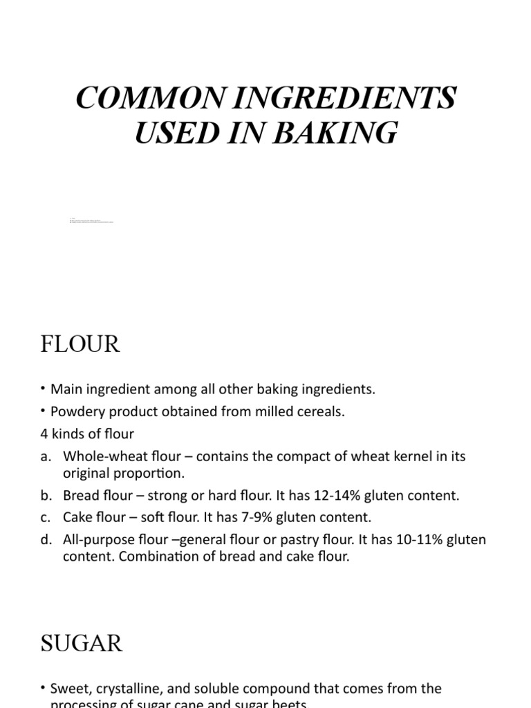Common Ingredients Used in Baking | PDF