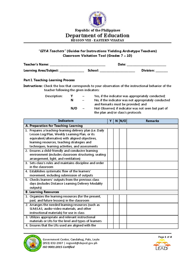 Department of Education: "GIYA Teachers" | PDF | Learning | Teaching Method