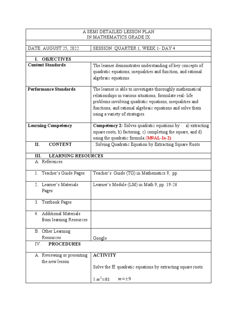W1D4 Solving Quadratic Equations 2 | PDF | Quadratic Equation | Mathematics