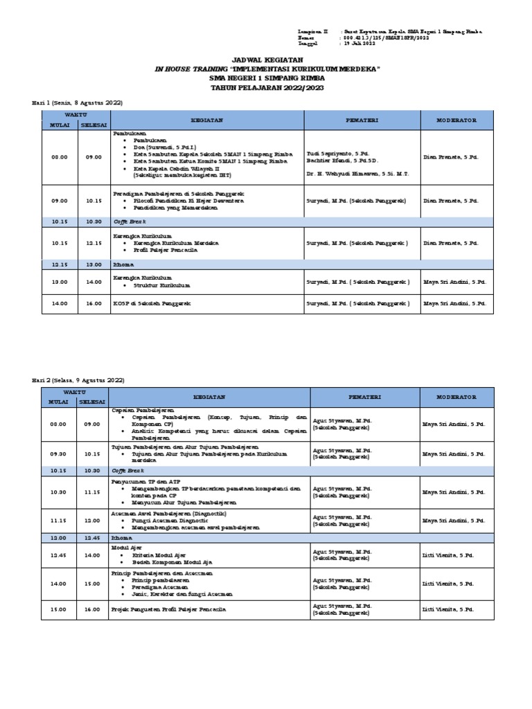 Rundown Acara Iht 2022 | PDF