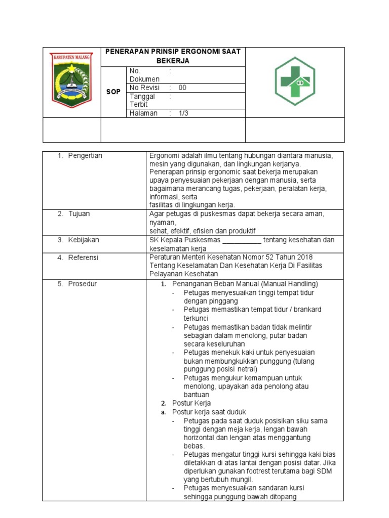SOP ERGONOMI TUBUH Ukk | PDF