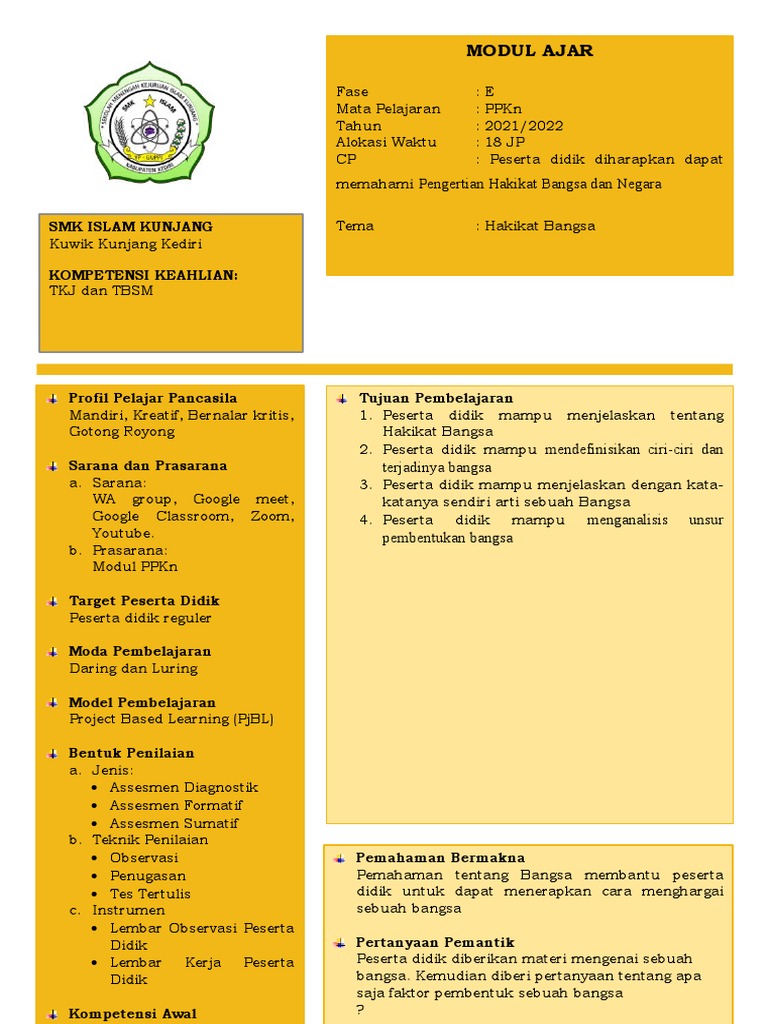 MODUL AJAR PKN | PDF | Karier & Perkembangan | Seni