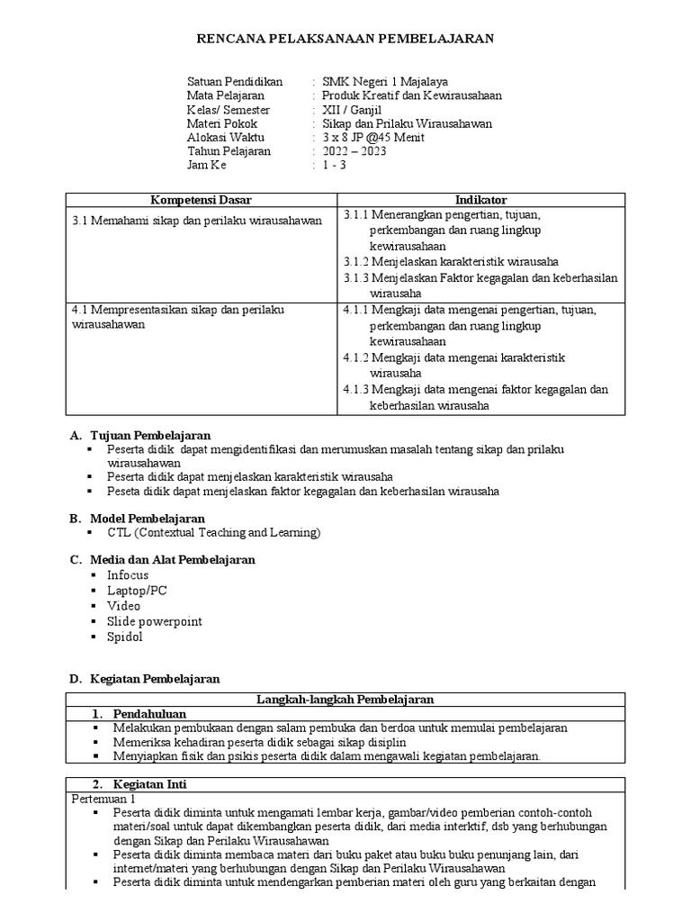 RPP Daring PKK Xii TKJ 2021 | PDF