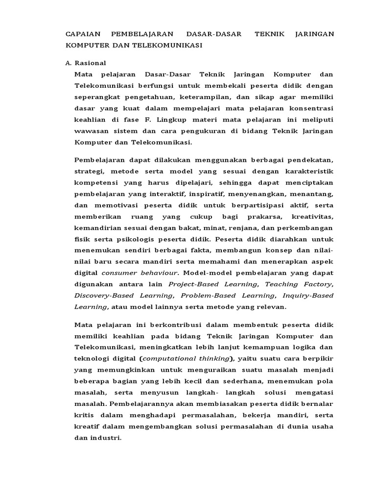 CP Dasar-Dasar Keahlian TKJ | PDF