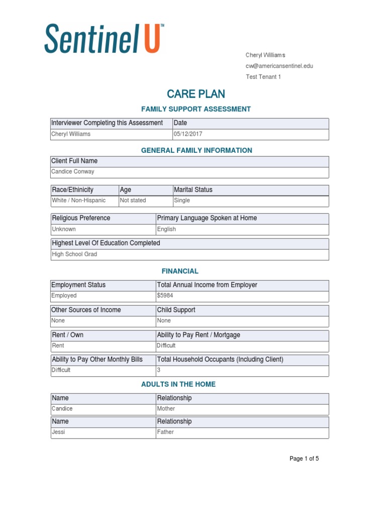 Family Support and Home Assessment Answer Key | PDF | Nursing ...